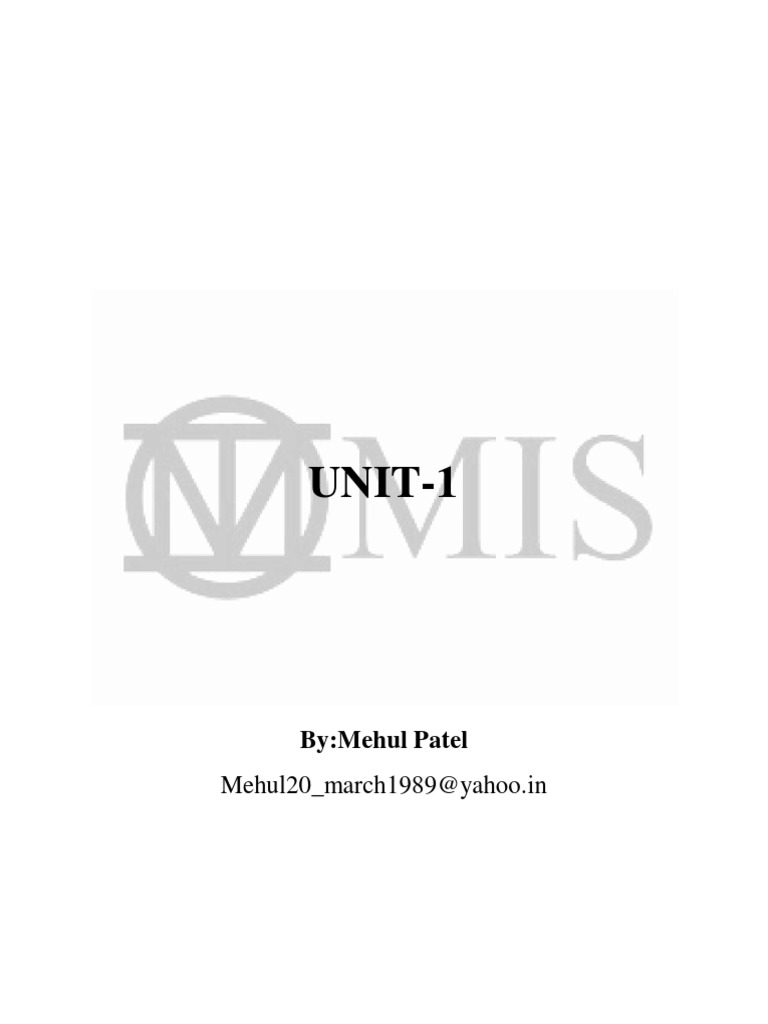 MIS Unit-1 | PDF | Information System | Records Management
