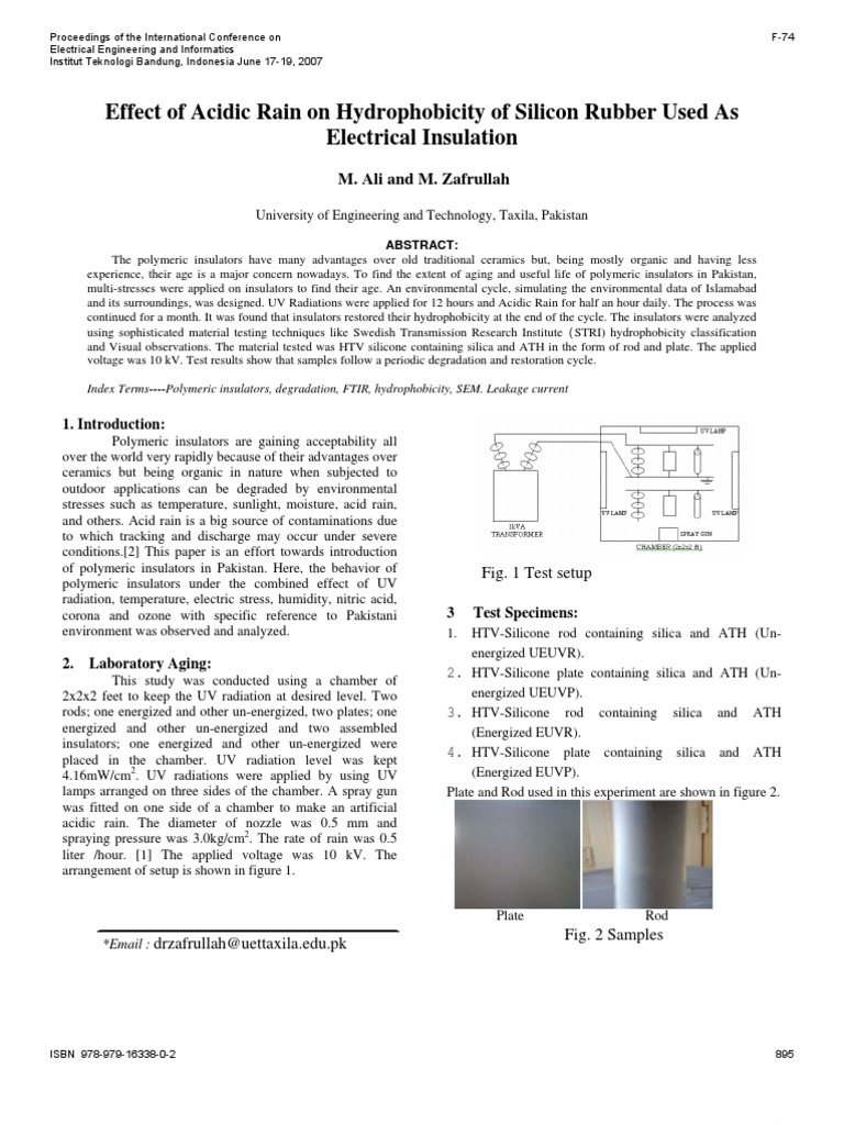 Effect of Acidic Rain On Hydrophobicity of Silicon Rubber | PDF ...