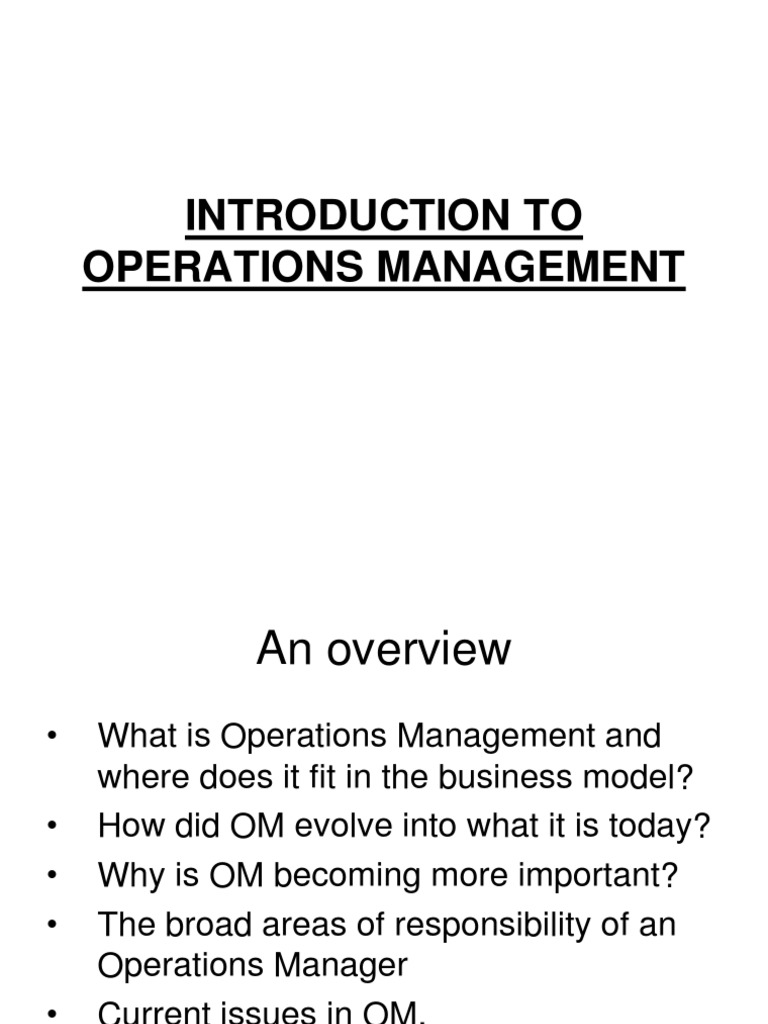 Session 1 - Introduction To Operations Management | PDF | Operations ...