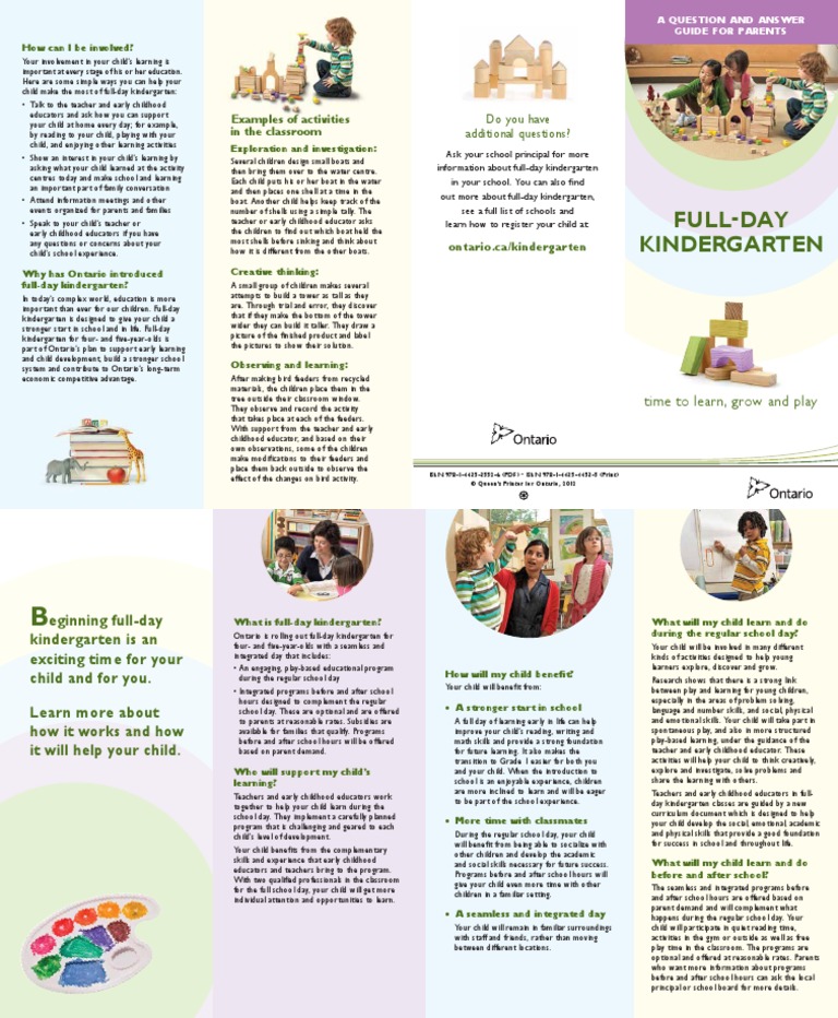 Full-Day Kindergarten: Examples of Activities in The Classroom ...