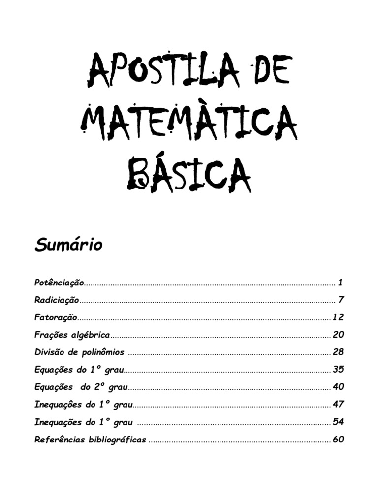 Apostila de Matemàtica Básica | PDF | Exponenciação | Equações