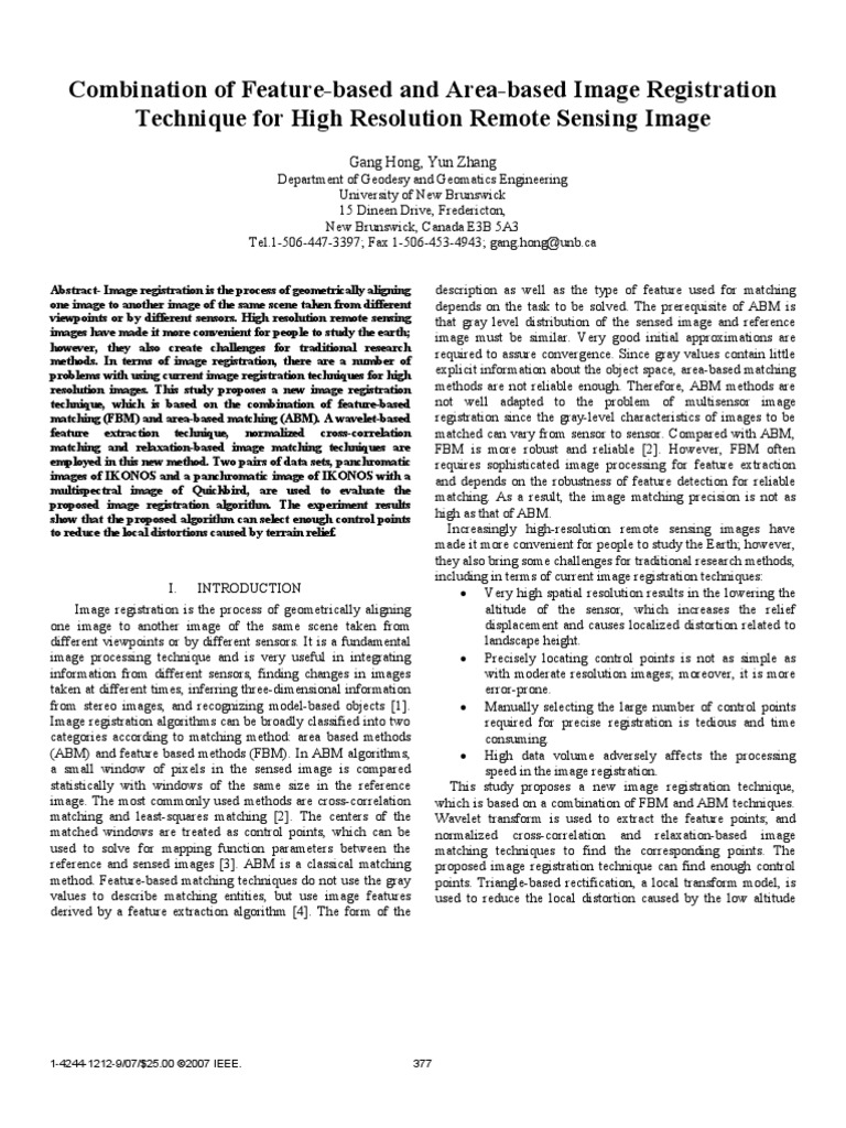 Combination of Feature-Based and Area-Based Image Registration ...