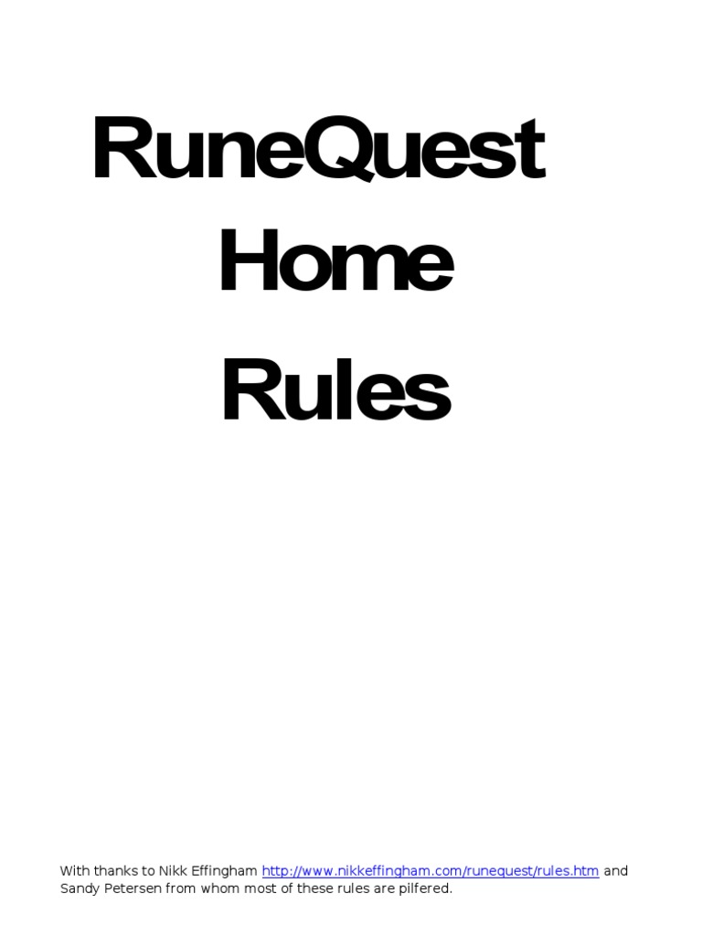 RuneQuest House Rules | PDF | Magic (Paranormal) | Magician (Fantasy)