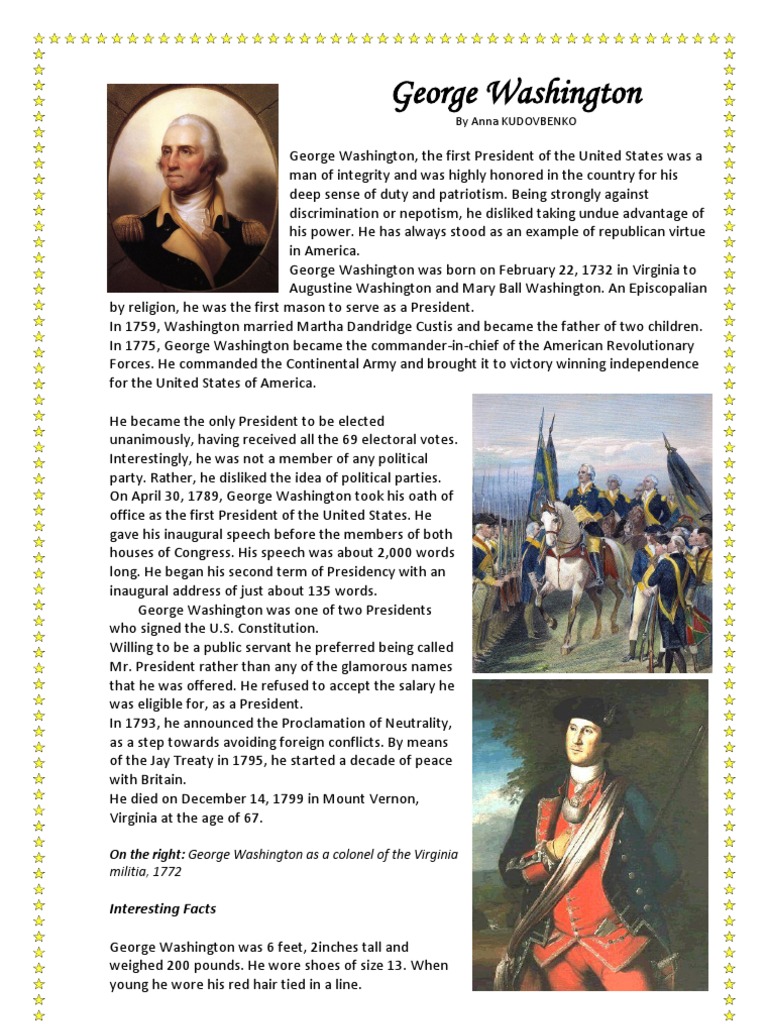 George Washington: Interesting Facts | PDF | George Washington ...