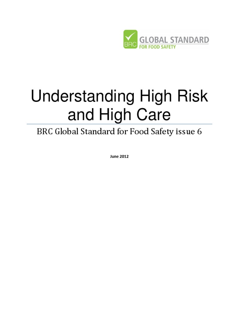 High Risk vs. High Care in Food Safety | PDF | Hygiene | Foodborne Illness