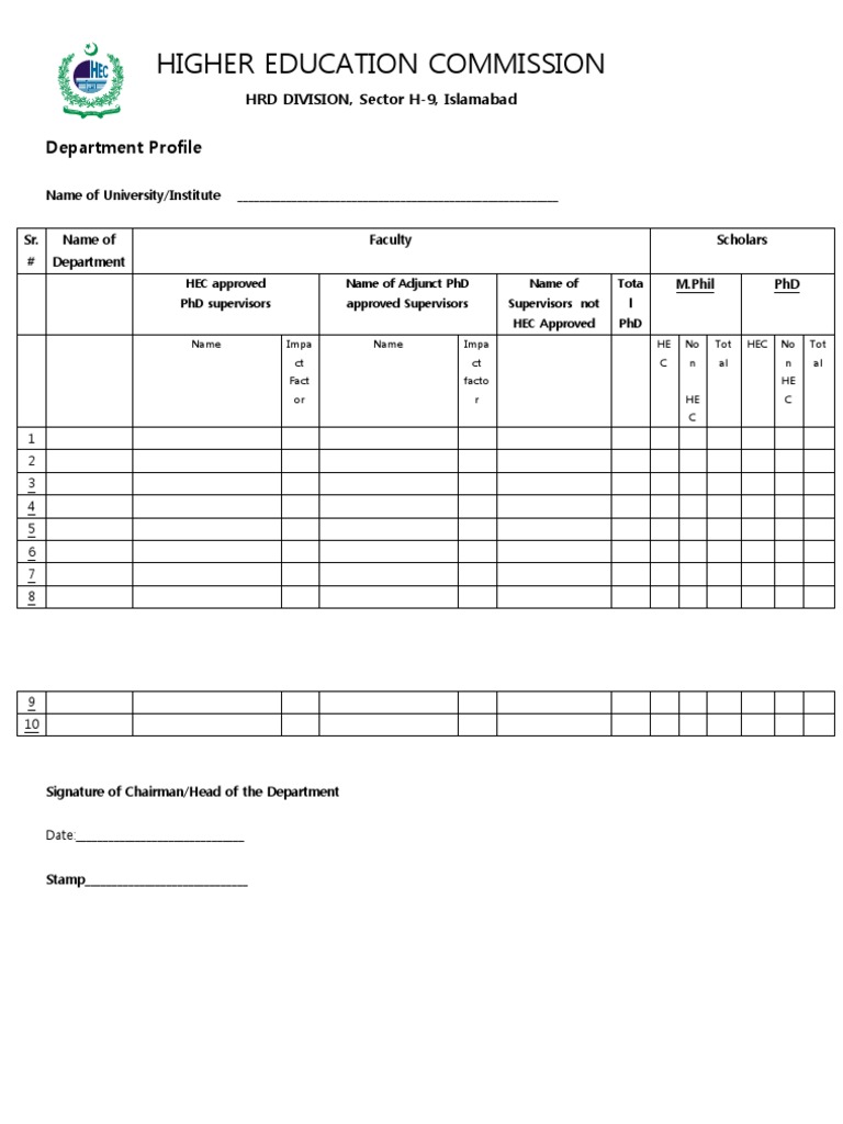 Higher Education Commission Department Profile | PDF | Career & Growth