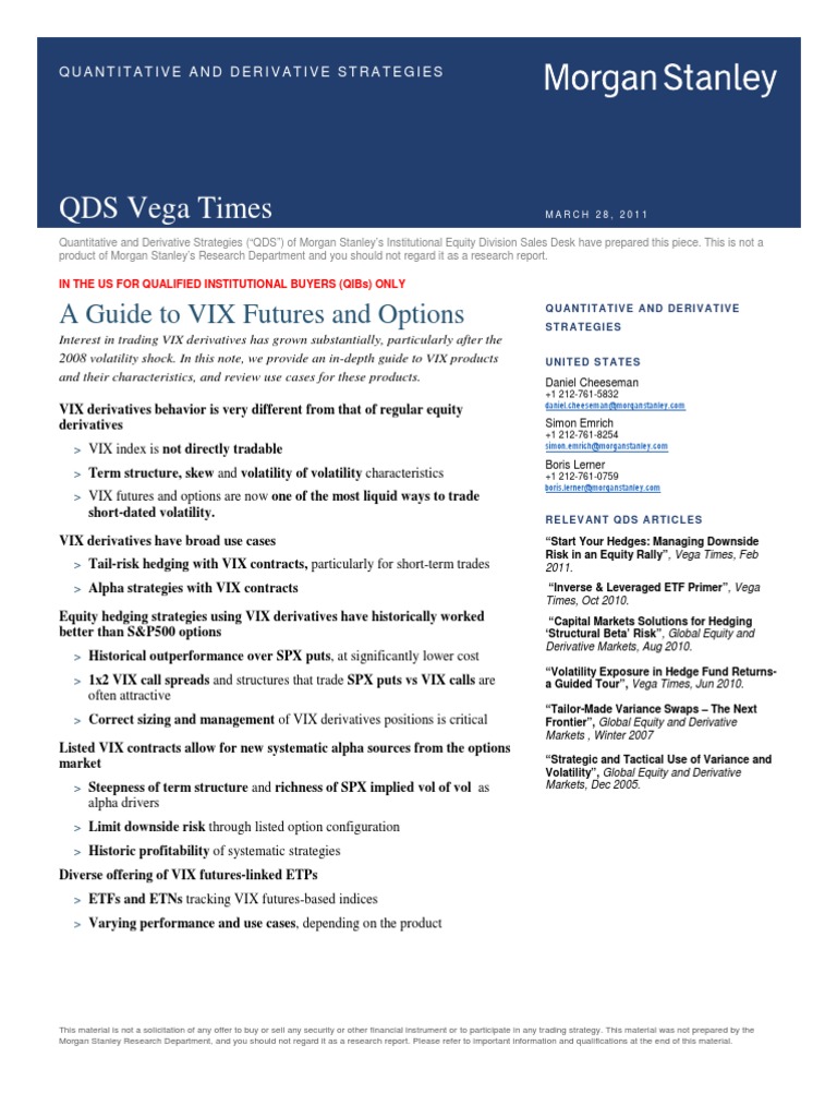 A Guide To Vix Futures And Options Pdf Vix Implied Volatility