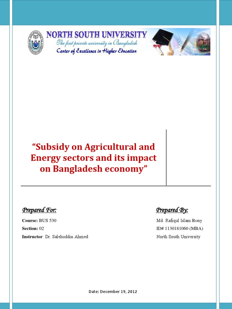Subsidy On Agriculture and Energy Sector in Bangladesh | PDF | Subsidy | Agricultural Subsidy