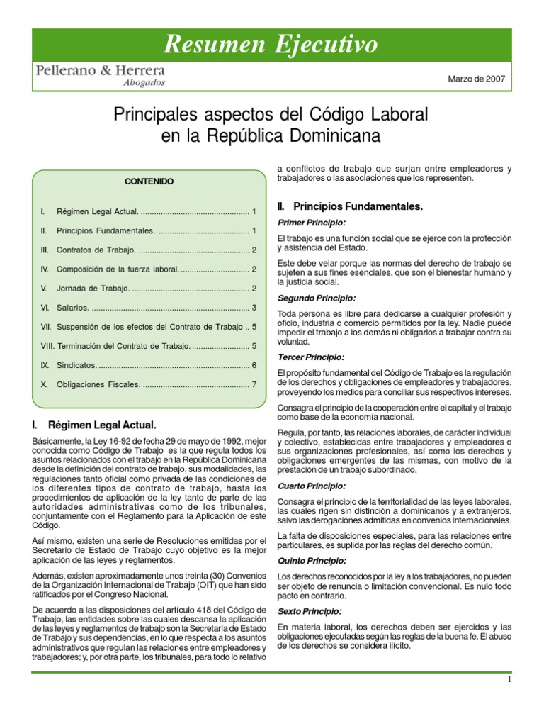Principales Aspectos Del Codigo Laboral | PDF | Derecho laboral | Salario