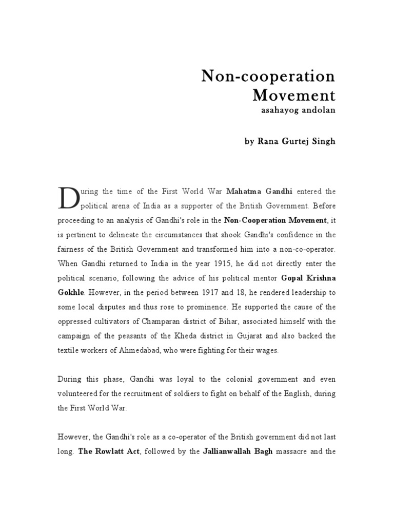 Non Cooperation Movement | PDF | Independence Movements | Social Movements