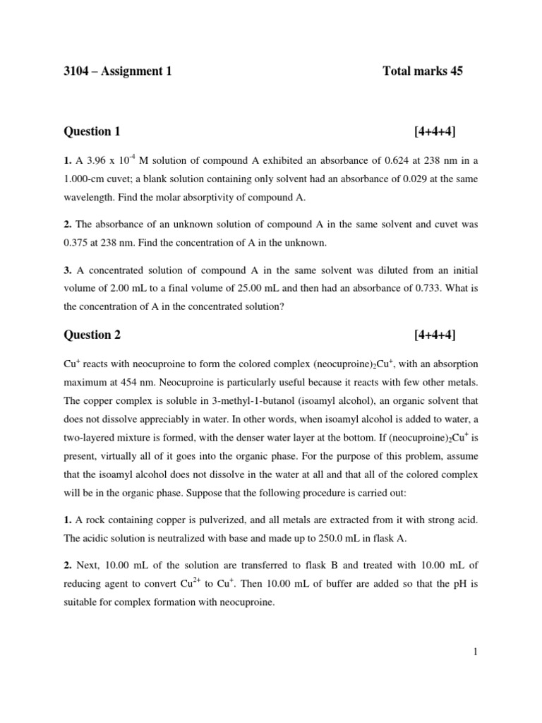 Analytical Chemistry Problems | PDF | Molar Concentration | Solution