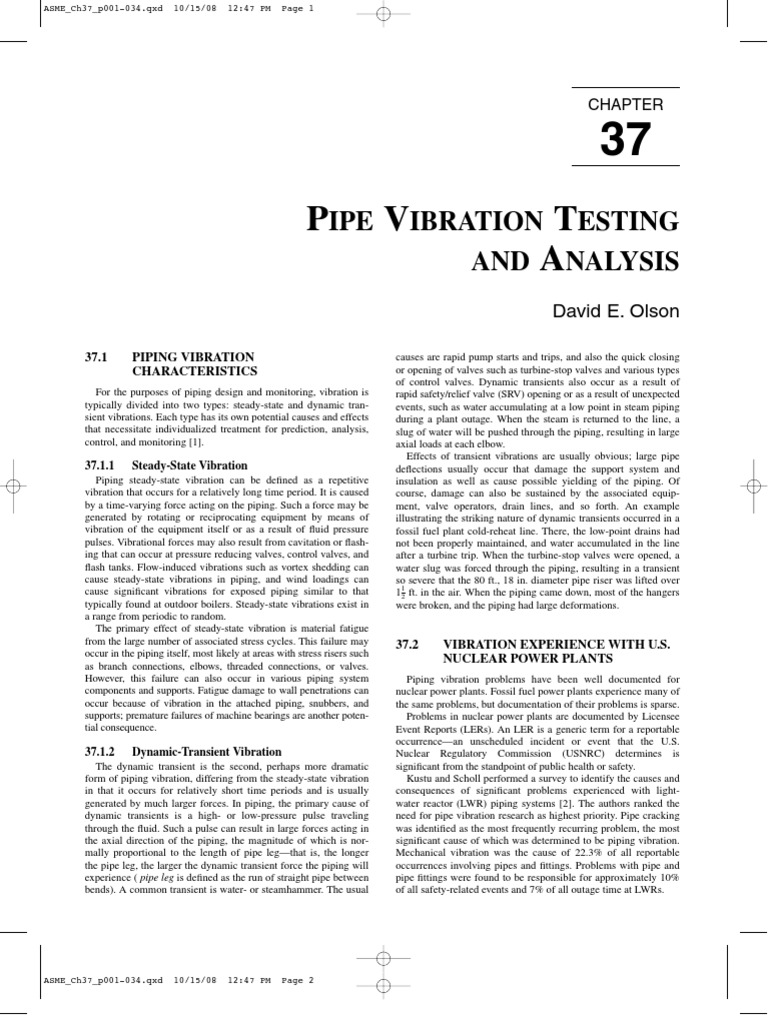 Pipe Vibration Testing and Analysis | PDF | Pump | Vortices