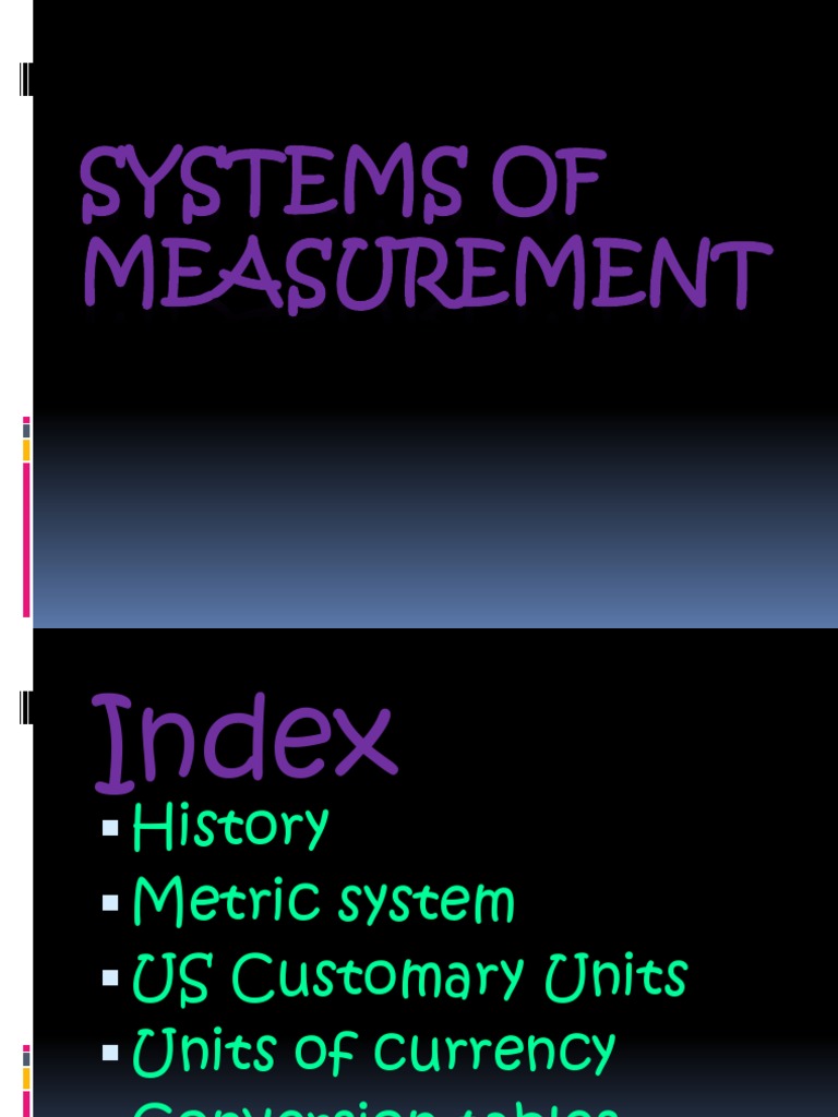 Systems of Measurement Technology | Units Of Measurement ...