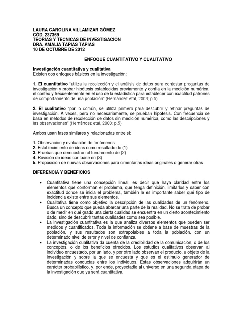 Enfoque Cuantitativo y Cualitativo | PDF | Investigación cualitativa | Razonamiento inductivo