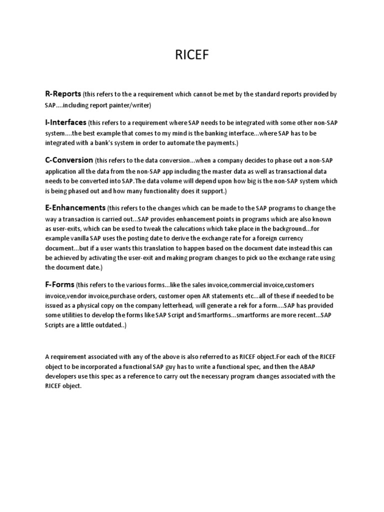 Ricef Concept | PDF | Business Process | Computing