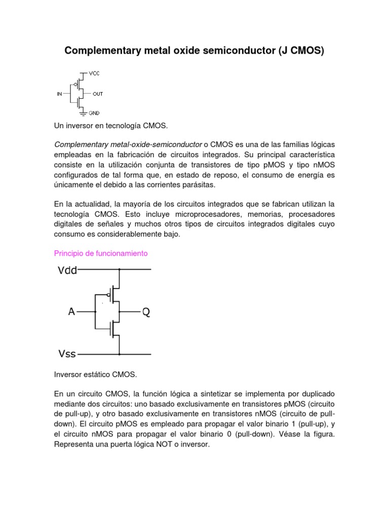 Complementary Metal Oxide Semiconductor (JCMOS) | PDF | Cmos | Electricidad