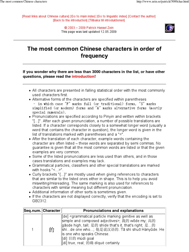 The Most Common Chinese Characters | PDF | Bracket | Languages