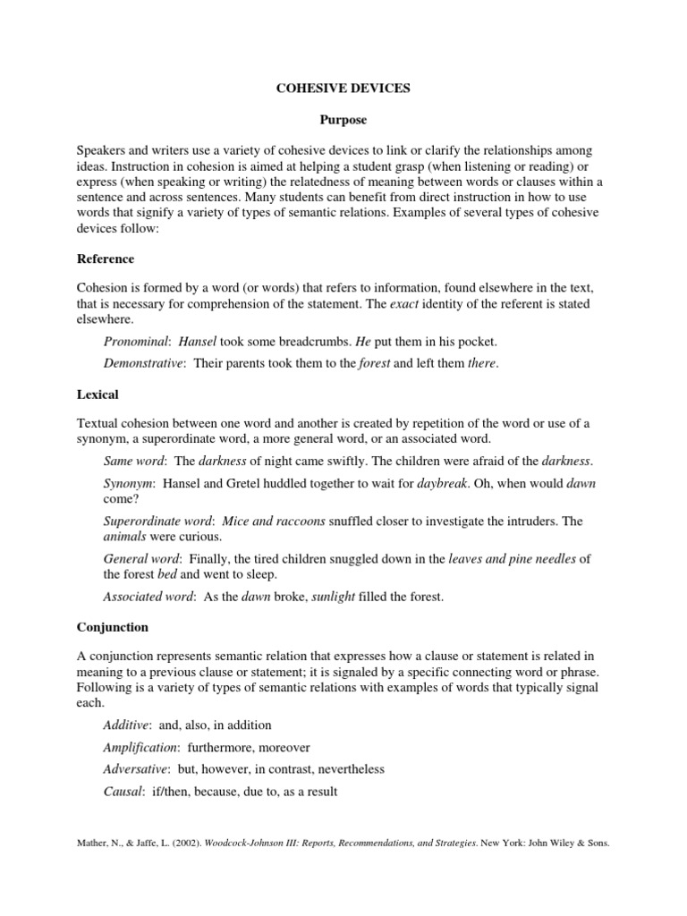 Cohesive Devices | Word | Sentence (Linguistics)