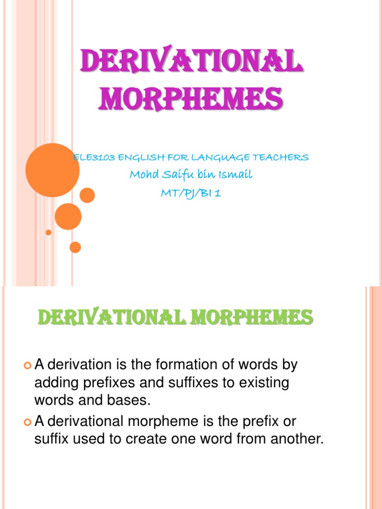Derivational Morphology | PDF | Language Arts & Discipline | Wellness