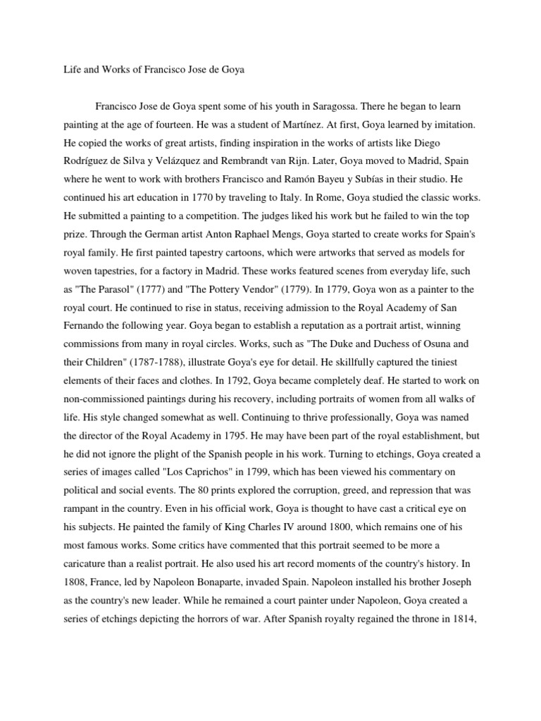 Life and Works of Francisco de Goya | PDF | Francisco Goya | Paintings