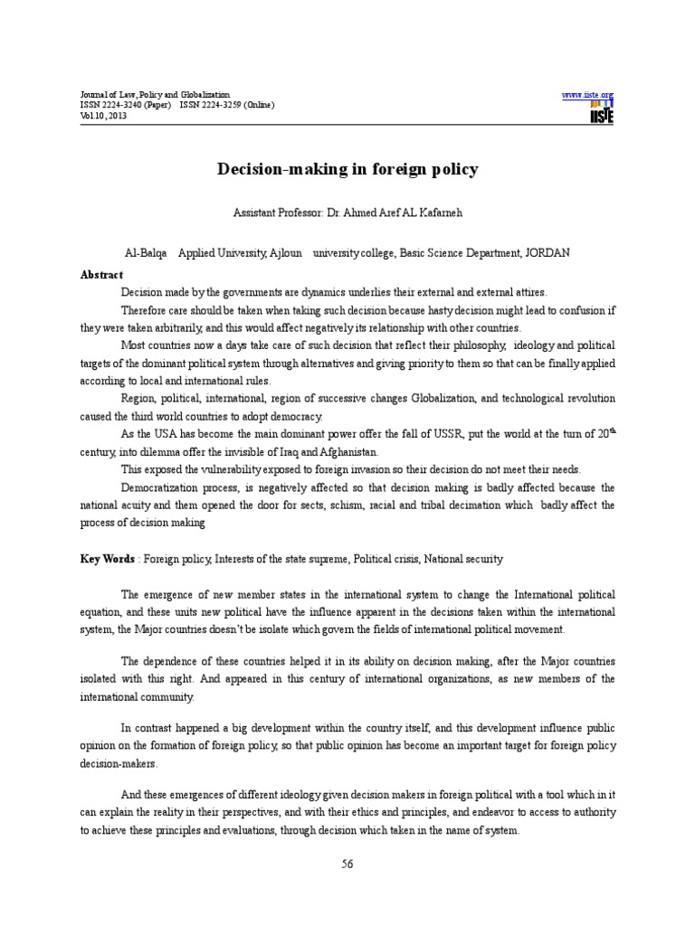 Foreign Policy Decision-Making Dynamics | PDF | Decision Making | Policy