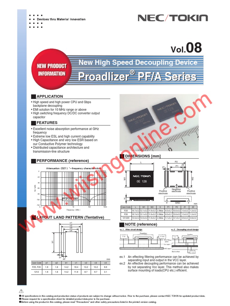 NEC TOKIN 0E128 OE128 Proadlizer Capacitors | PDF | Capacitor | Exports