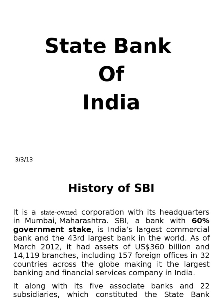 History and Transformation of SBI | PDF | Banks | Financial Services