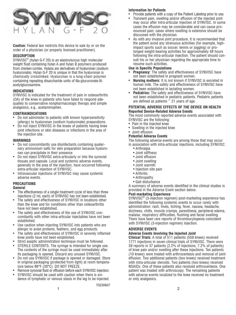 Synvisc PI | Osteoarthritis | Nonsteroidal Anti Inflammatory Drug