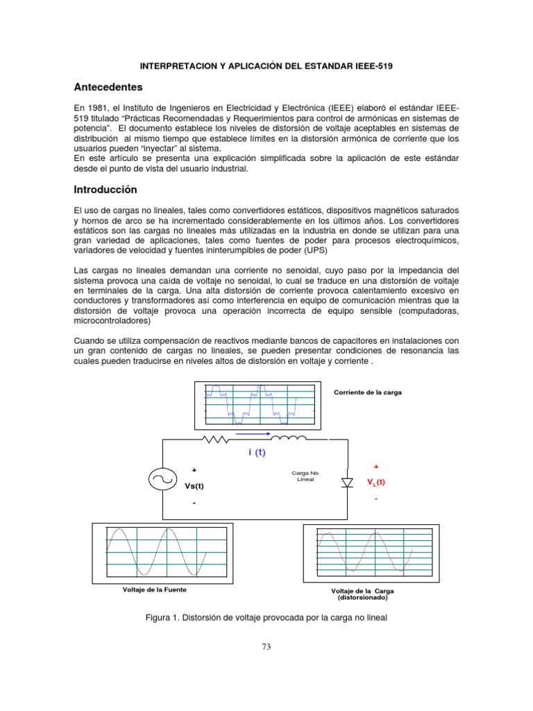 Interpretacion y Aplicacion Del IEEE-519 | PDF | Distorsión | Corriente ...