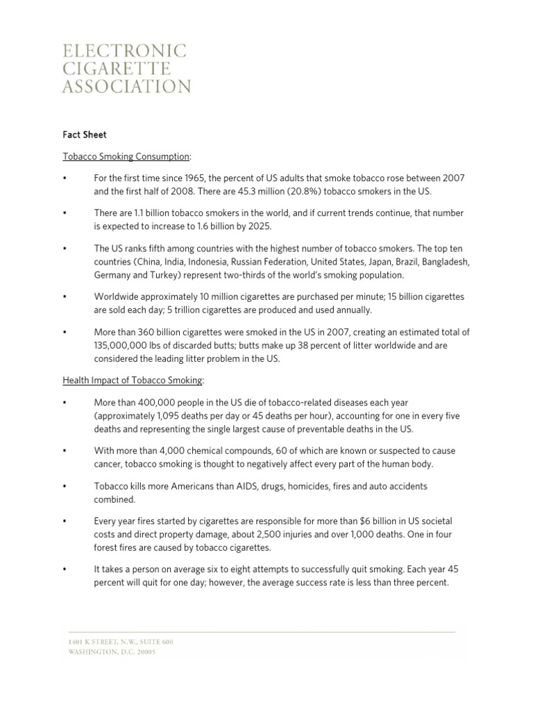 Smoking Fact Sheet | Download Free PDF | Tobacco Smoking | Addiction