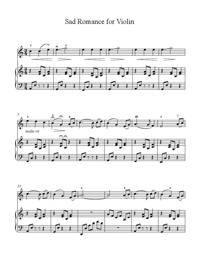 Sad Romance For Violin Piano and Violin | PDF