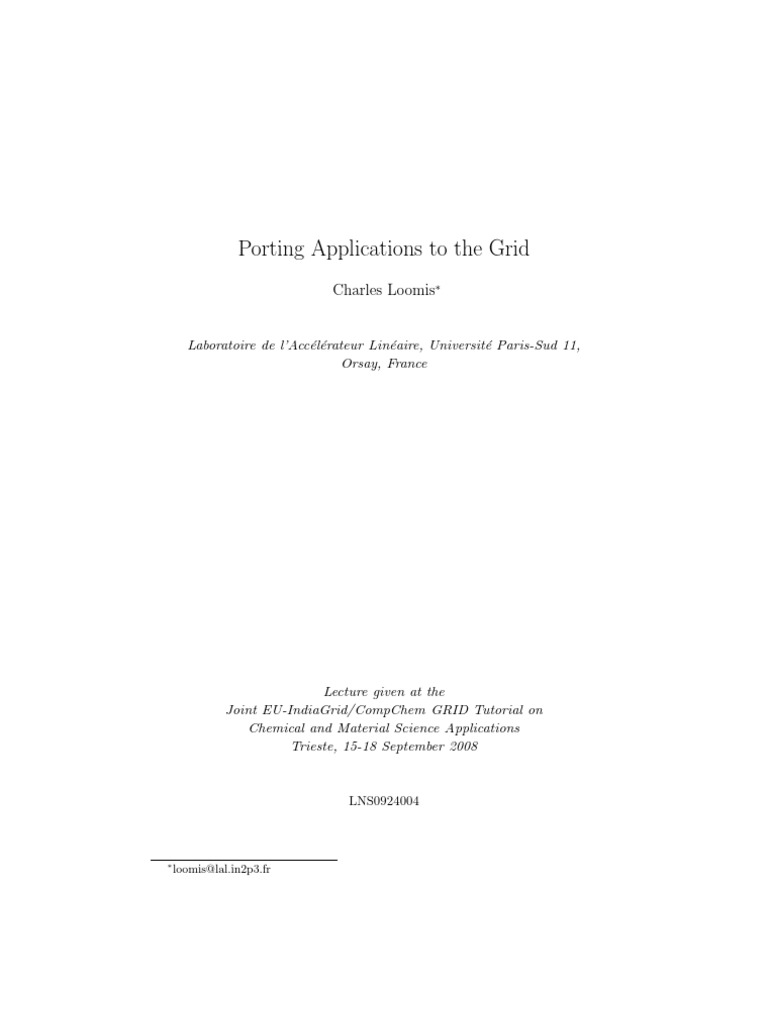 Porting Applications To The Grid Pdf Grid Computing Areas Of Computer Science