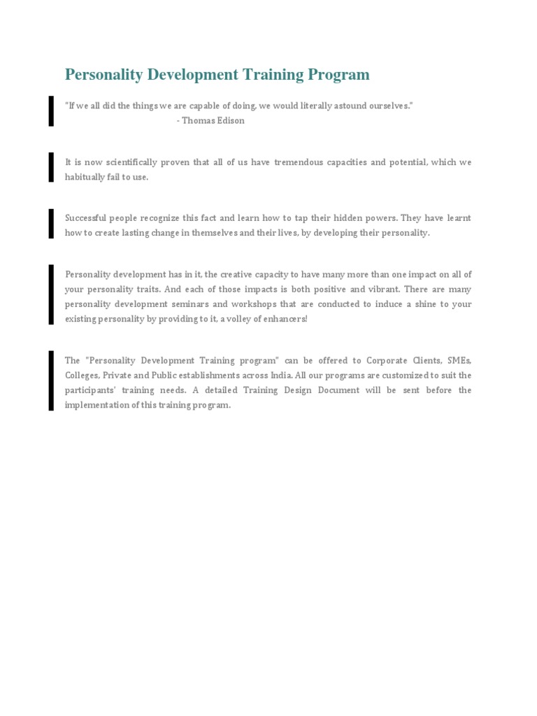 Personality Development Training Program | PDF