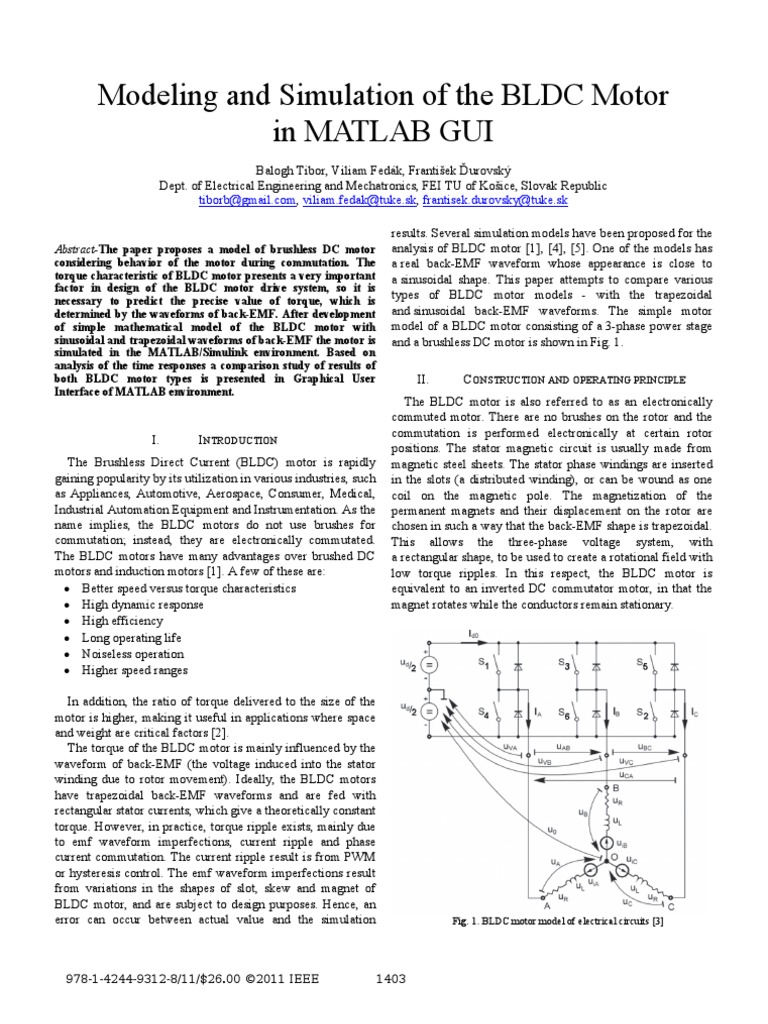 Modeling and Simulation of BLDC Motor in MATLAB | PDF | Electric Motor | Magnetism