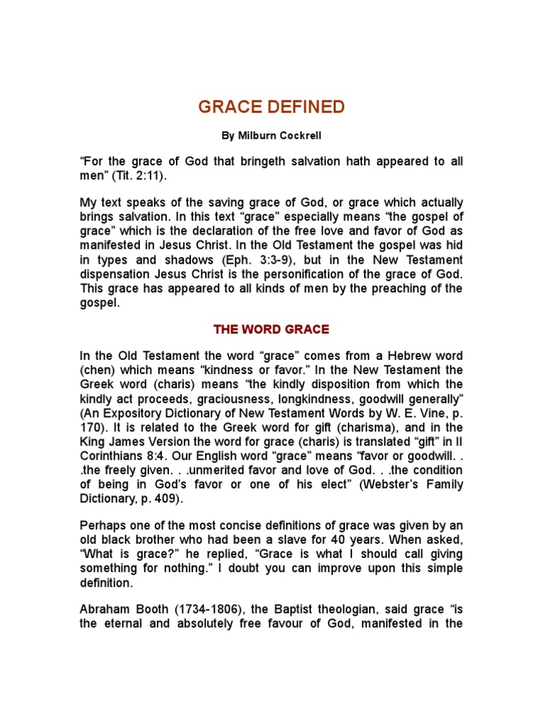 Grace Defined: by Milburn Cockrell | PDF | Glory (Religion) | Grace In ...