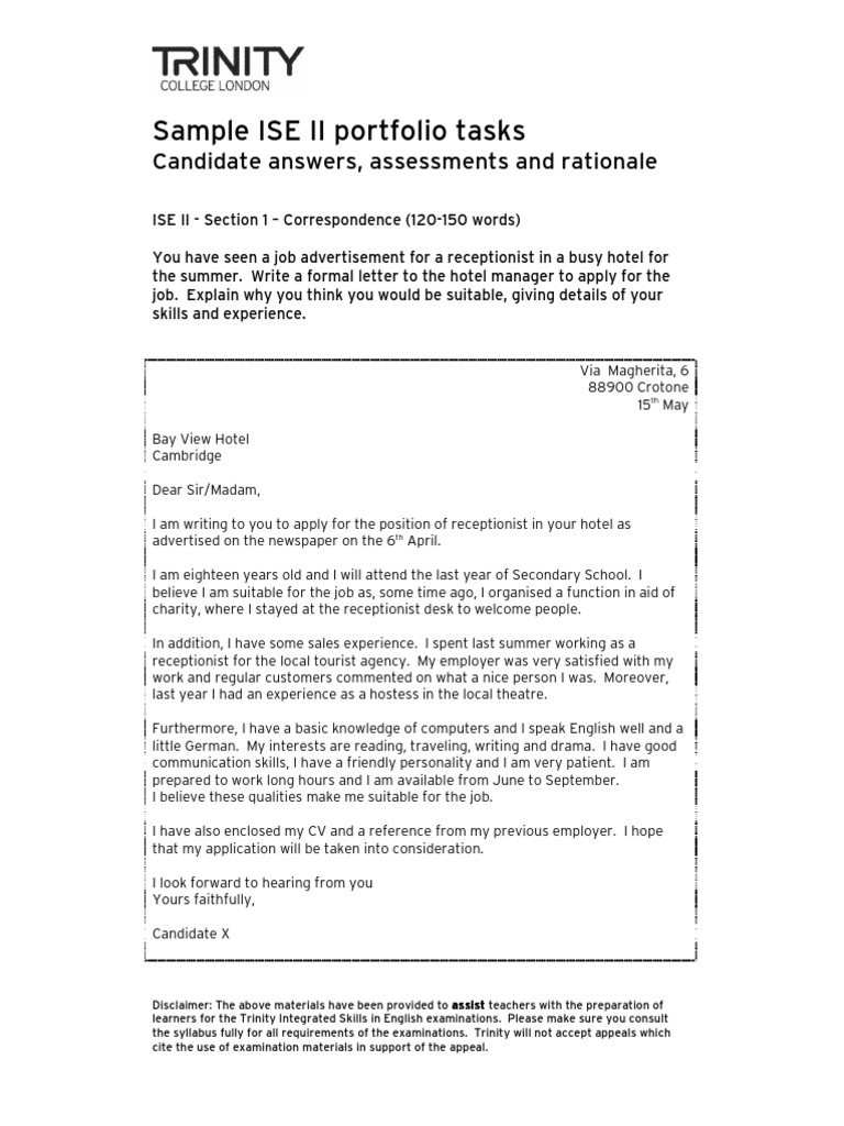 Sample ISE II Portfolio Tasks | PDF | Test (Assessment) | Paragraph