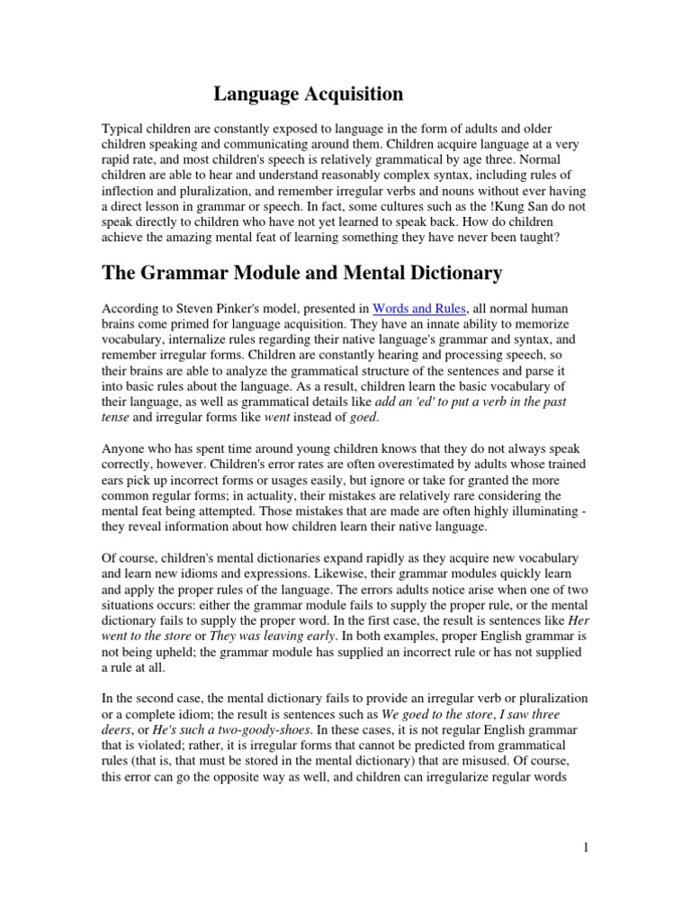 Stages of The First Language Acquisition | PDF