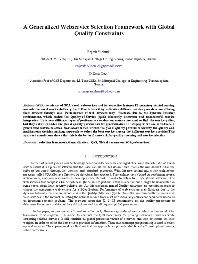 Final (Camera Ready) Paper | PDF | Web Service | Service Level Agreement