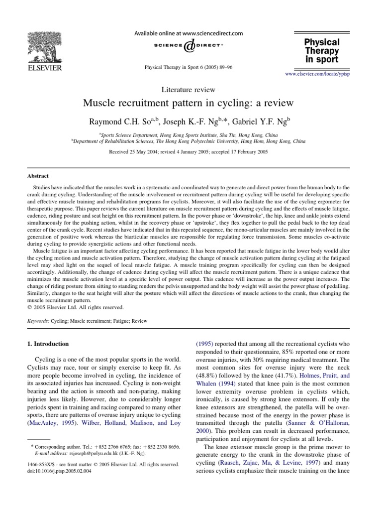 Muscle Recruitment in Cycling: A Review | PDF | Electromyography | Muscle