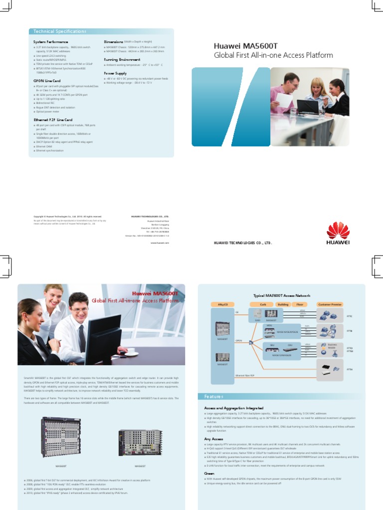 Huawei SmartAX MA5600T Brief Product Brochure (10-Dec-2010) | PDF ...