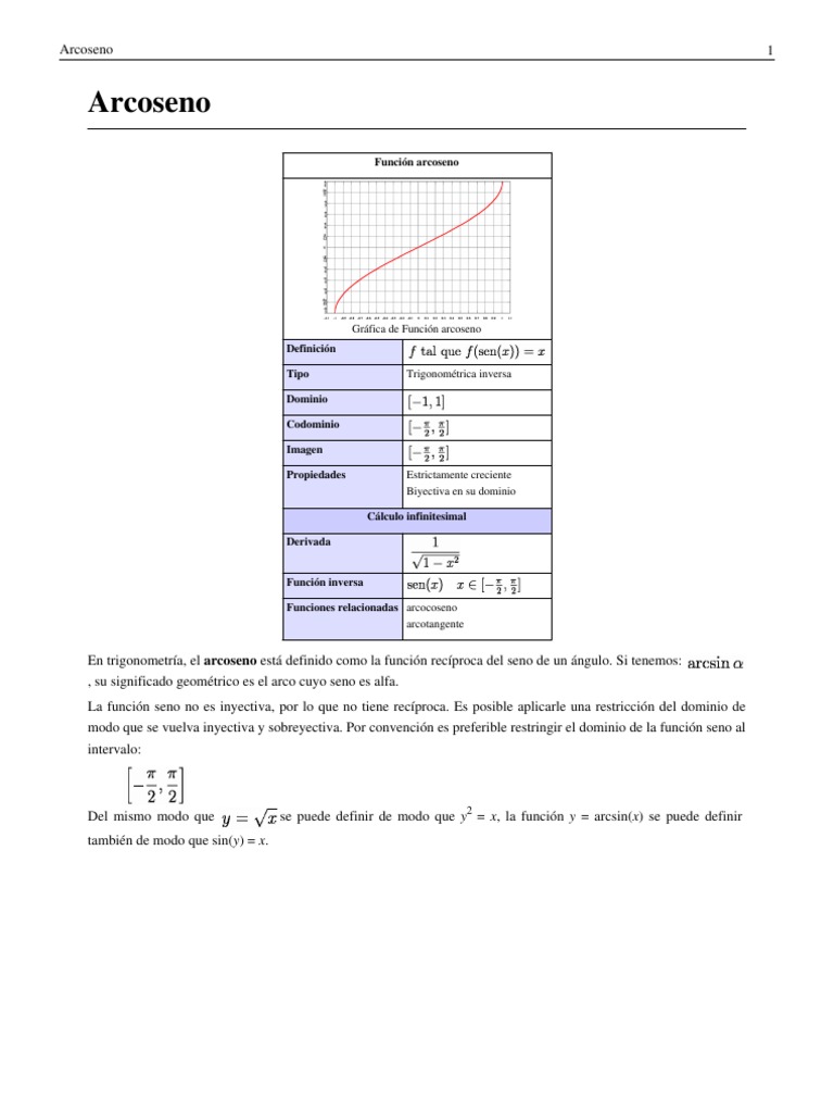 Arcoseno | PDF | Función (Matemáticas) | Trigonometría