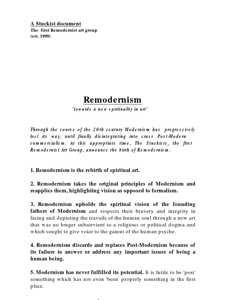 Stuckist Remodernism | PDF | Propositional Attitudes | Philosophical ...