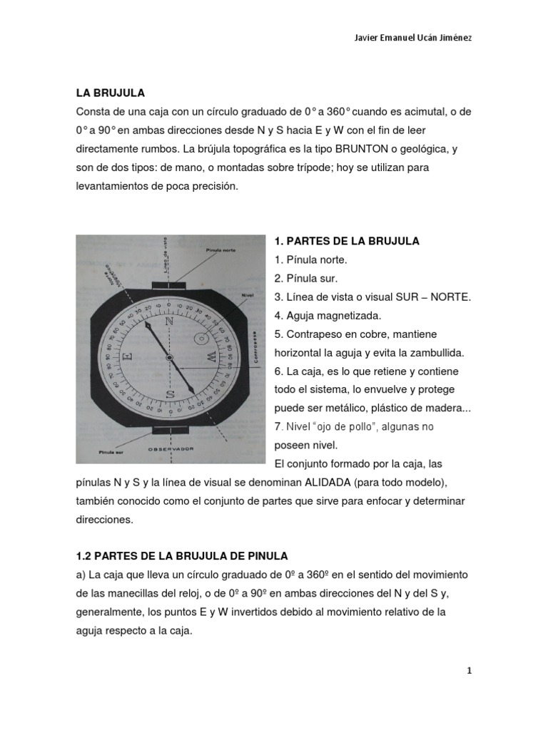 LA BRUJULA y Topografica | PDF | Azimut | Brújula