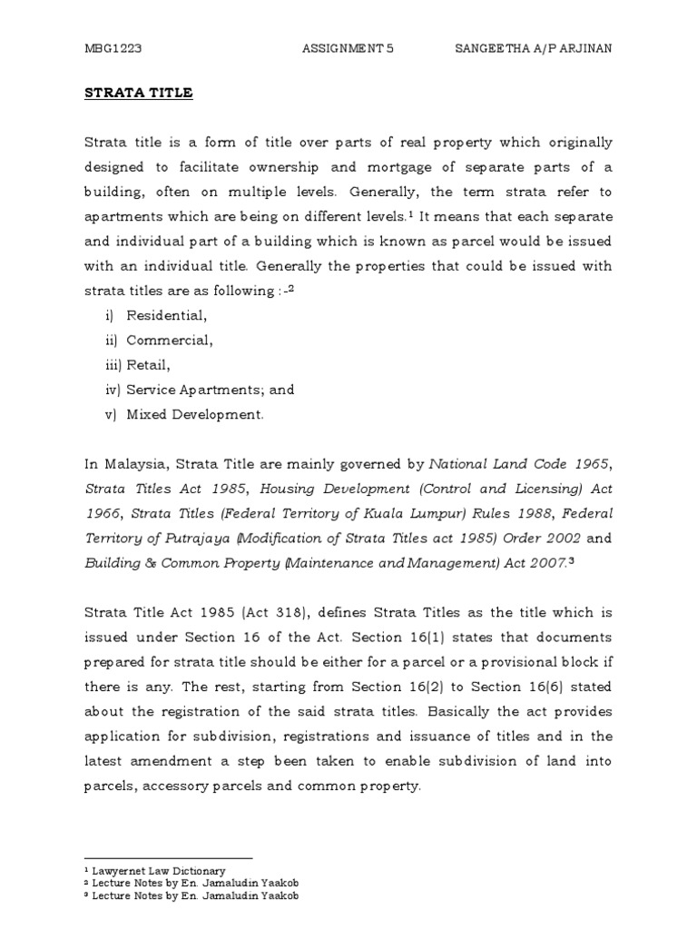 Strata Title | Download Free PDF | Land Lot | Government Information