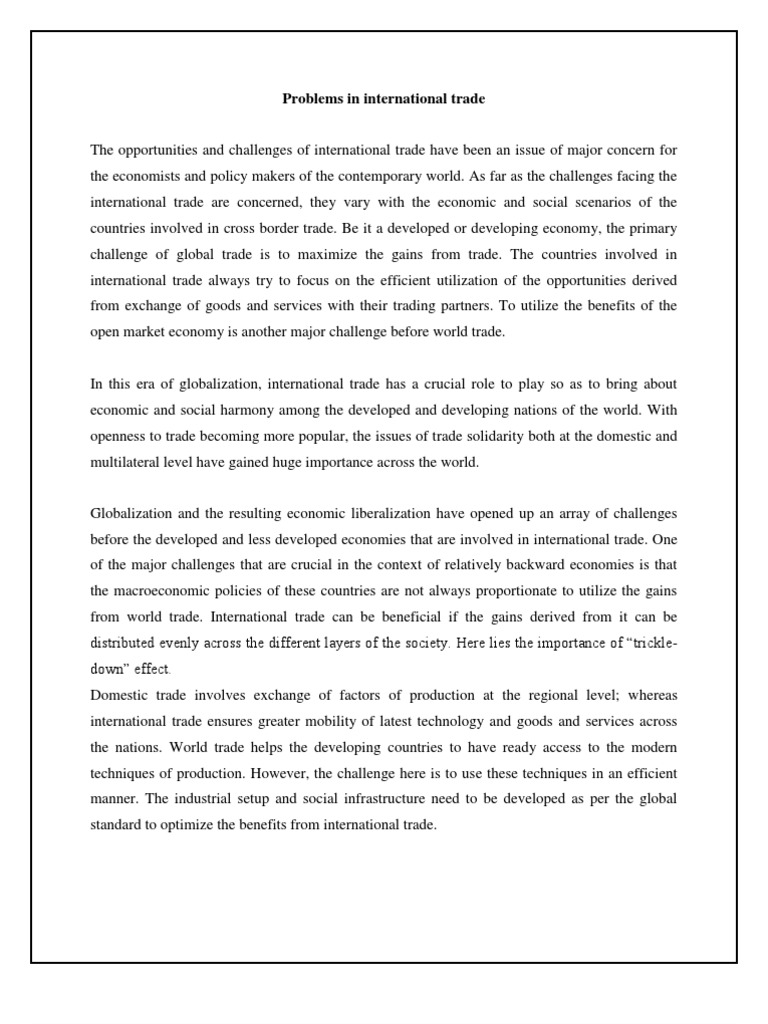 Challenges in International Trade | PDF | Exports | Trade
