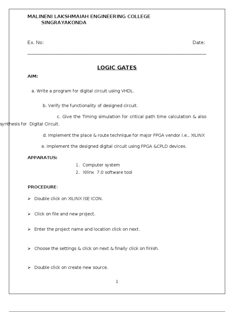 M.tech Lab Record VHDL | PDF | Vhdl | Input/Output