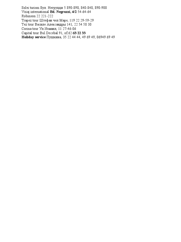 Companii de Turism Moldova | PDF