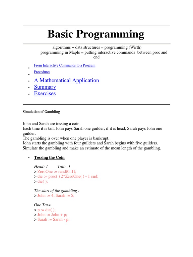 Basic Programming: A Mathematical Application Exercises | PDF | Subroutine | Theoretical ...