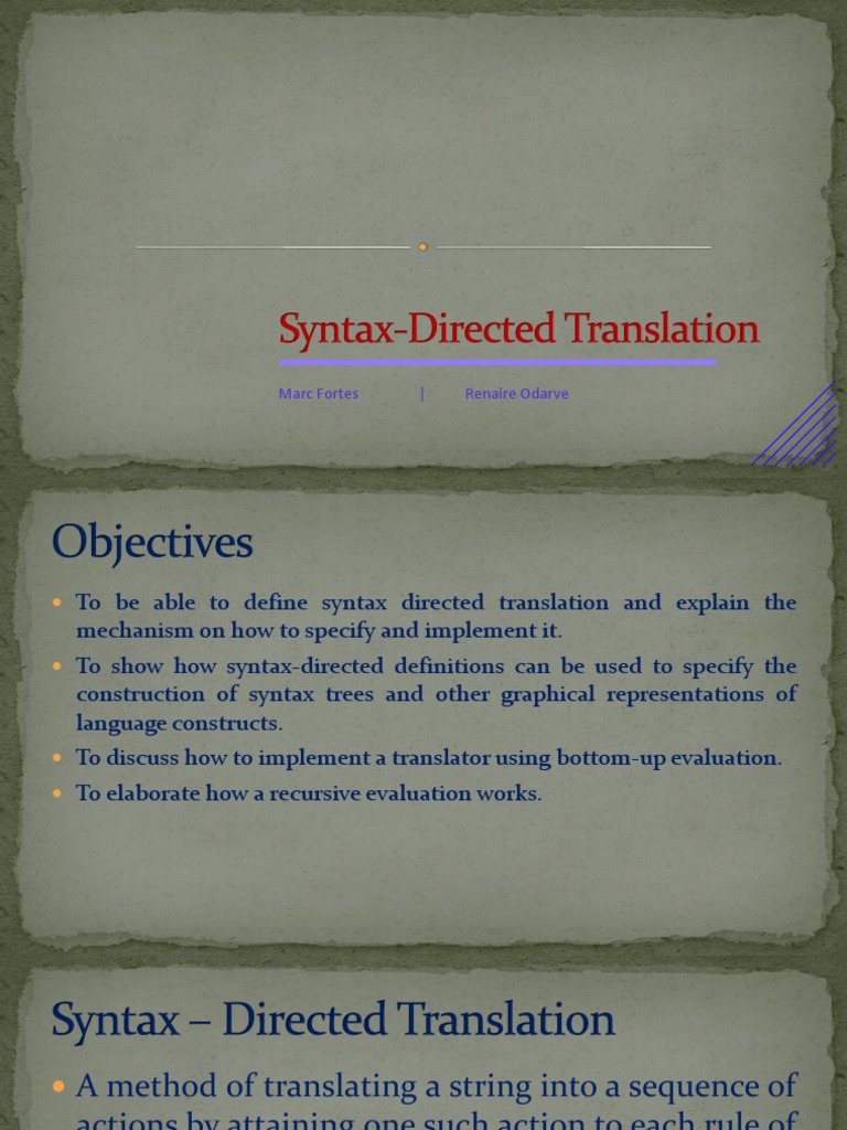 Syntax-Directed Translation | PDF | Style (Fiction) | Syntax (Logic)