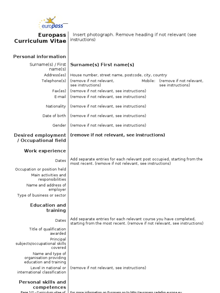 Model Cv Curriculum Vitae European Engleza (1) | Cognitive Science ...